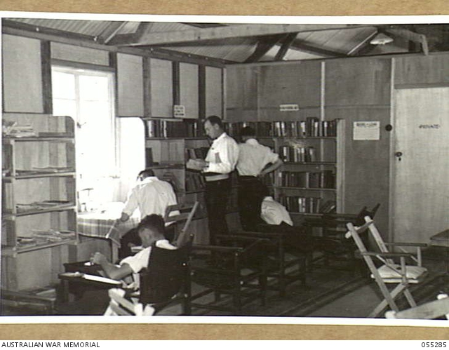 ROCKY CREEK, QLD. 1943-08-11. RED CROSS LIBRARY AT 2/2ND AUSTRALIAN ...