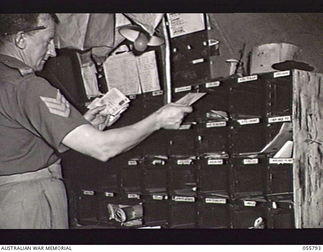 BARRINE, QLD. 1943-08-17. NX143632 SERGEANT E. H. KEYS, POSTAL SERGEANT ...