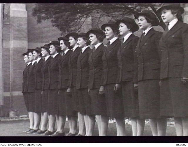 Members of the Women’s Royal Australian Naval Service (WRANS) on parade ...