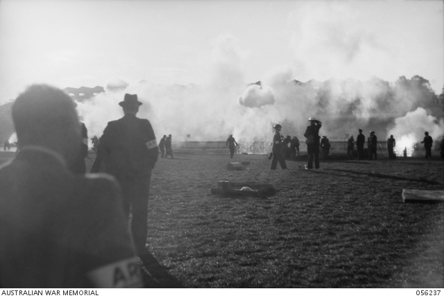 FLEMINGTON, VIC. 1943-09-04. AIR RAID PRECAUTIONS WARDENS AT WORK ...