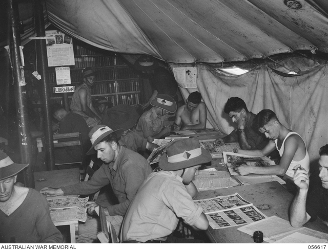 ROCKY CREEK, QLD. 1943-08-18. INTERIOR OF THE RED CROSS RECREATION HUT ...