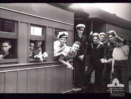 C. 1943-10-30. A GROUP OF SAILORS TRAVELLING ON THE TROOP TRAIN FROM ...
