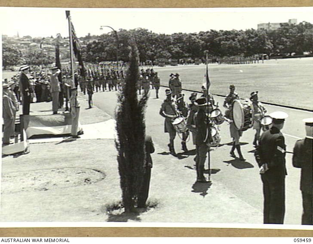PERTH, WA. 1943-11-03. THE SLOW MARCH PAST THE SALUTING BASE. FOLLOWING ...