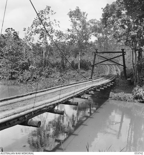 DONADABU, NEW GUINEA. 1943-11-03. A SUSPENSION BRIDGE BUILT OVER A ...