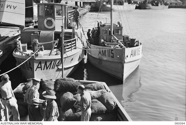 BRISBANE, QLD. 1943-11-12. SHIPS OF THE 52ND AUSTRALIAN WATER TRANSPORT ...