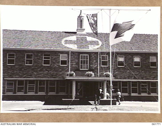 PERTH, WA. 1943-12. ENTRANCE TO THE MAIN BUILDING OF THE 110TH ...