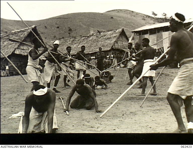 Kila Kila, New Guinea. 1943-12-25. Members of the Mekeo tribe ...