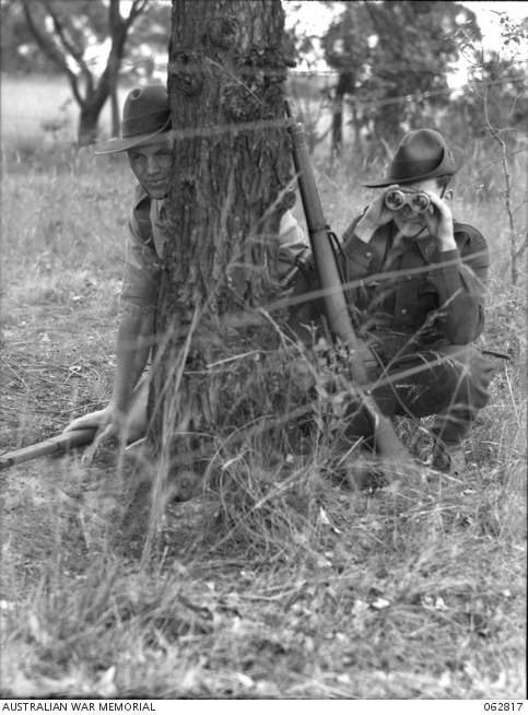 BLACKBURN, VIC. 1944-01-16. THE "ENEMY" OBSERVATION POST DURING THE 3RD ...