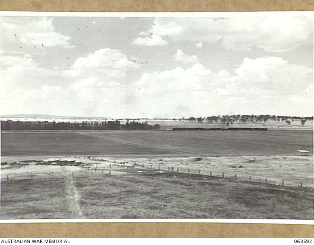 YANCO, NSW. 1944-01-22. VIEW FROM THE WATER TOWER SHOWING THE LAND ...