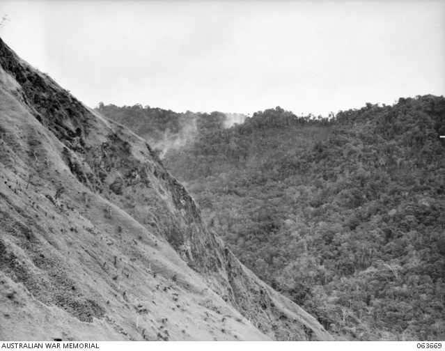 SHAGGY RIDGE, NEW GUINEA. 1944-01-11. A VIEW FROM THE PLATEAU, LOOKING ...