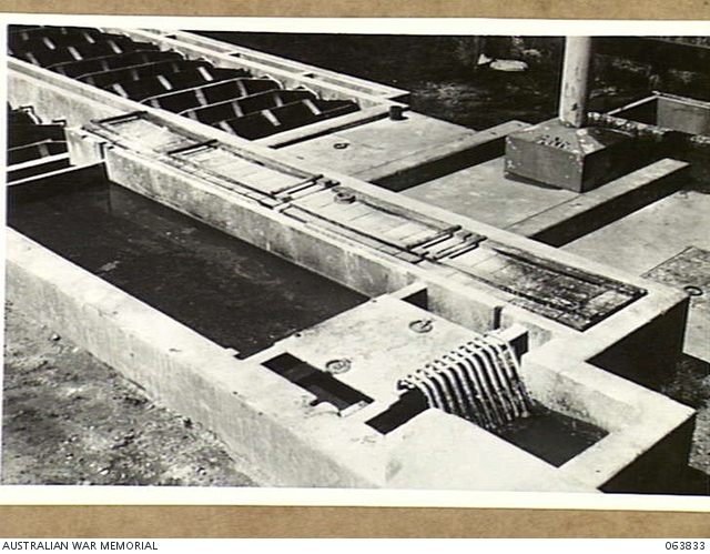 YANCO, NSW. 1944-01-29. MAIN INLET AND CULTURE CULTIVATION TANKS AT THE ...