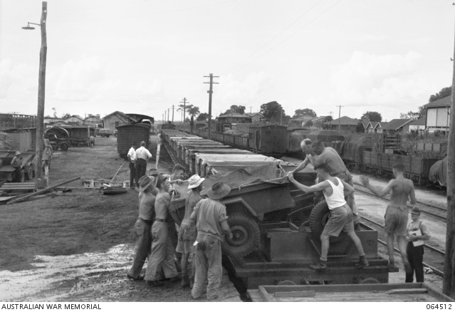 INNISFAIL, QLD. 1944-02-09. MEMBERS OF THE AUSTRALIAN RAILWAY TRAFFIC ...