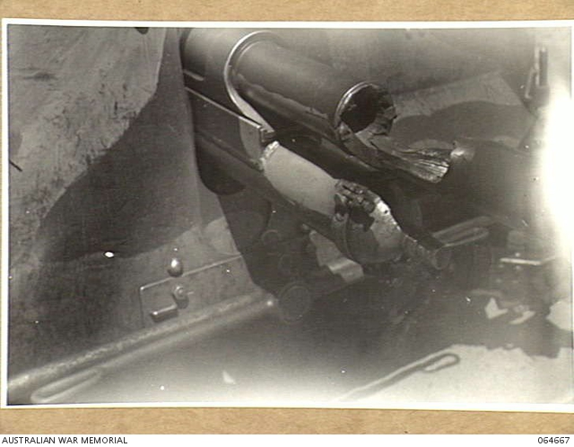 A 2 POUNDER ANTI-TANK GUN WHICH WAS DESTROYED WHEN A SHELL EXPLODED IN ...