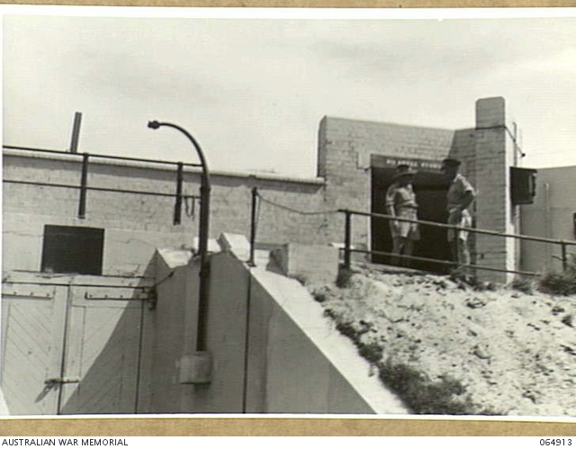 FORT LARGS, SOUTH AUSTRALIA. 1944-03. OLD GUN POSITION MAGAZINES AT THE ...