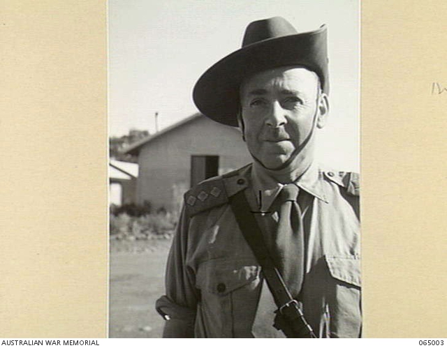 TATURA, VIC. 1943. A CAPTAIN OF THE GARRISON BATTALION, AT THE TATURA ...
