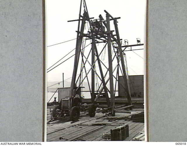 PORT KEMBLA, NSW. 1944-03-09. FRAMEWORK AND MOTOR WHICH IS USED TO ...