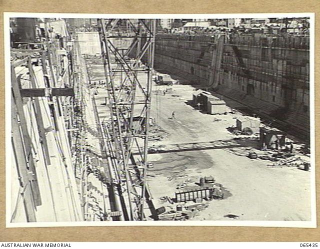 SYDNEY, NSW. 1944-03-27. GENERAL VIEW OF THE CAPTAIN COOK GRAVING DOCK ...