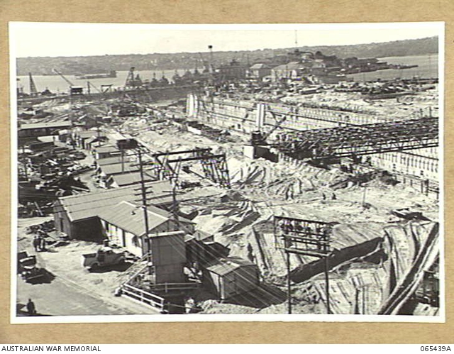 SYDNEY, NSW. 1944-03-27. GENERAL VIEW OF THE CAPTAIN COOK GRAVING DOCK ...
