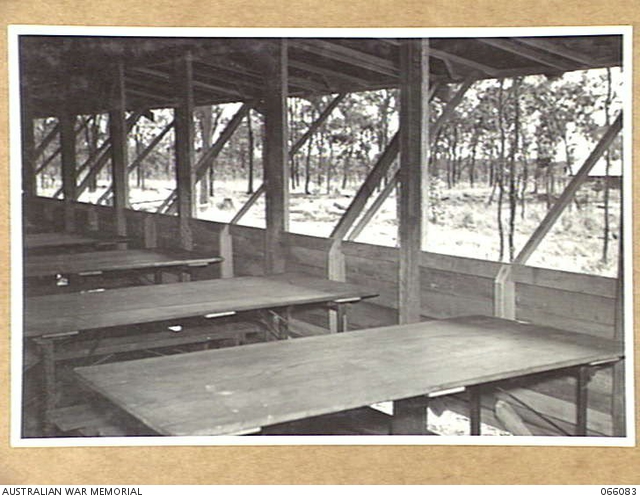 ROCKY CREEK, QLD. 1944-04-27. SECTION OF ONE OF THE MESS HUTS OF 2/1ST ...