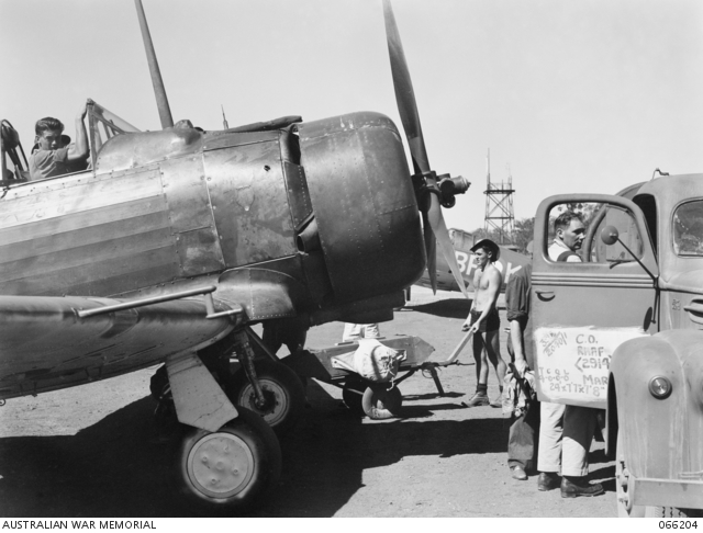 MAREEBA, QLD. 1944-05-08. MAINTENANCE CREWS CHECKING WIRRAWAY AIRCRAFT ...