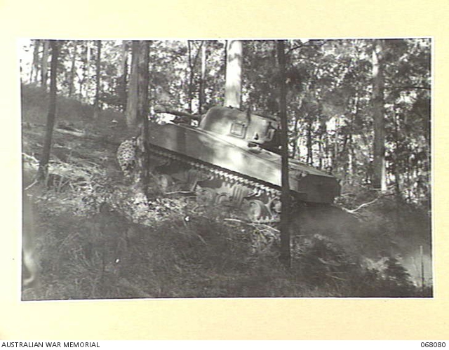 NORTH NERANG, QLD. 1944-06-11 TO 1944-07-18. A SHERMAN TANK M4.A2 USING ...
