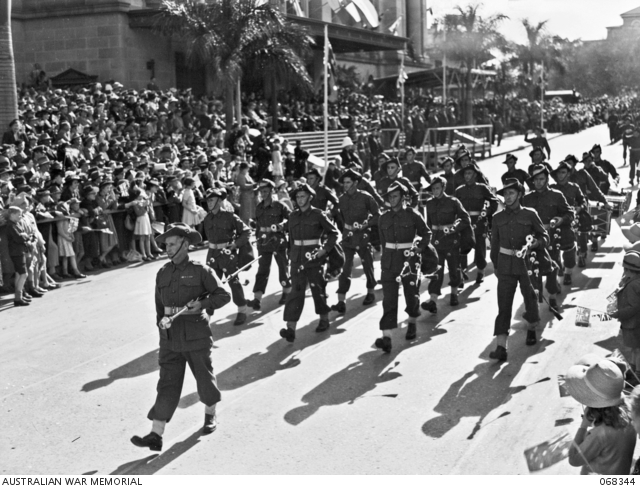 BRISBANE, QUEENSLAND, AUSTRALIA. 1944-08-08. THE BAND OF THE 2/31ST ...