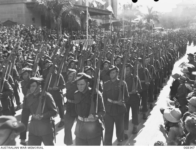 BRISBANE, QLD. 1944-08-08. MEMBERS OF "A" COMPANY, 2/25TH INFANTRY ...