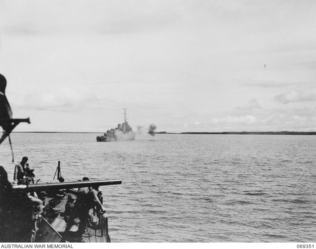 TARAKAN ISLAND, BORNEO. 1945-04-30. ON "P" DAY, 1945-05-01, FOR AN HOUR ...
