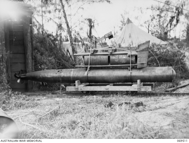BALIKPAPAN, BORNEO. 1946. A JAPANESE 21" TORPEDO, TYPE 6, MODEL 2 ...