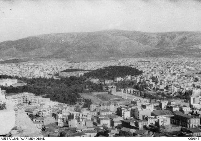 GREECE. 1941-04-15-17. A VIEW FROM THE ACROPOLIS AT ATHENS, SHOWING A ...
