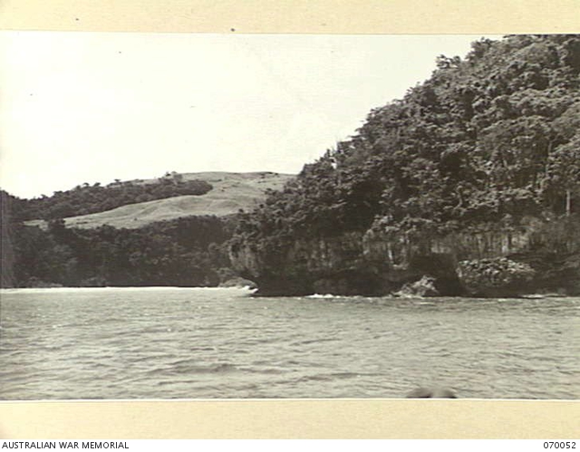 A view of Gneisenau Point on the Huon Peninsula taken from seawards ...