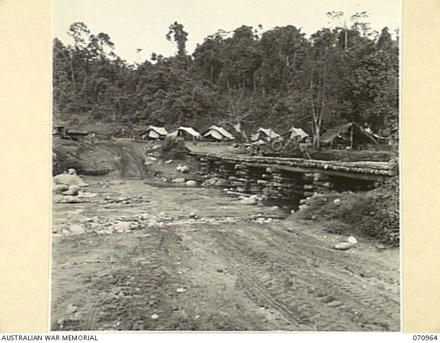 ZENAG, NEW GUINEA, 1944-02-28. THE 120 FOOT SPAN CRIB PIER BRIDGE OVER ...