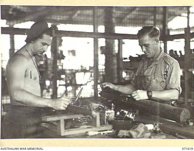 LAE, NEW GUINEA. 1944-03-24. Q114158 CRAFTSMAN A. L. MOROSOFF (LEFT ...