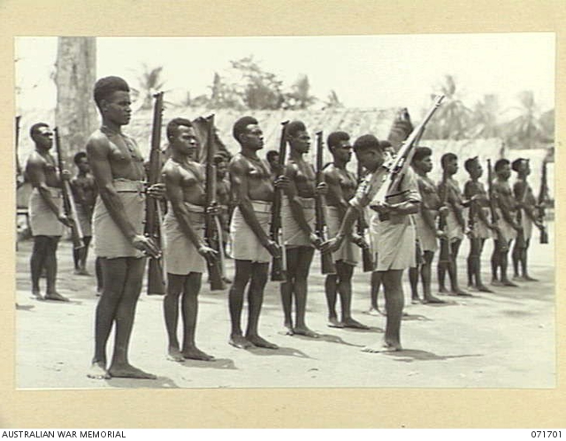 LAE, NEW GUINEA, 1944-03-25. RECRUITS IN THE PAPUAN INFANTRY BATTALION ...