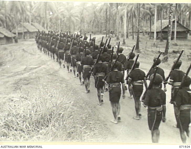 MILNE BAY, PAPUA, NEW GUINEA. 1944-04-01. MEMBERS OF THE ROYAL PAPUAN ...