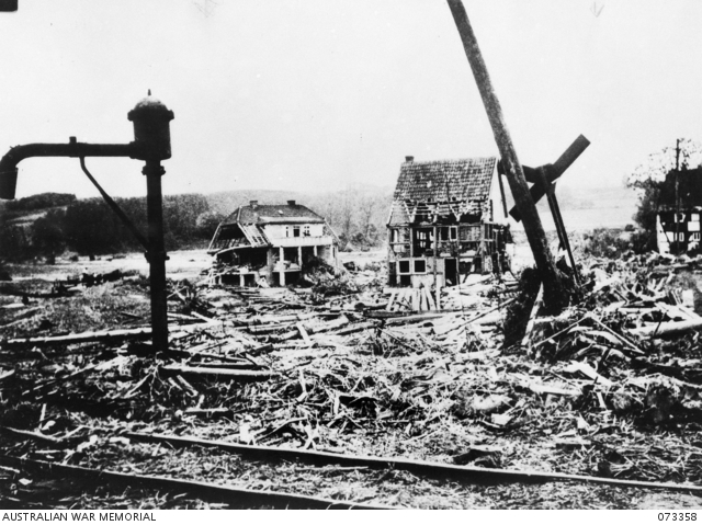 Korbecke, Germany. 1943-05. Houses near the north bank of the Ruhr ...