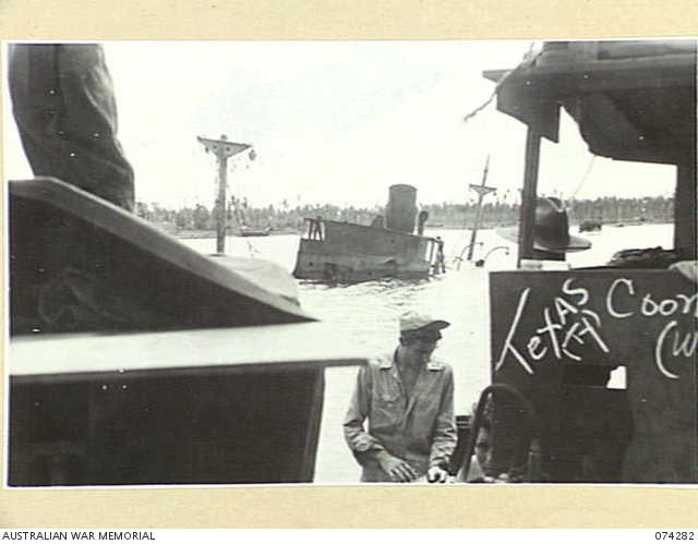 HANSA BAY, NEW GUINEA. 1944-06-26. A SUNKEN JAPANESE VESSEL IN CLOSE TO ...