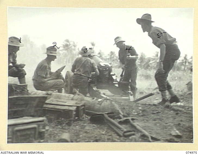 MILILAT, NEW GUINEA. 1944-07-26. TROOPS OF NO. 3 GUN CREW, "F" TROOP ...