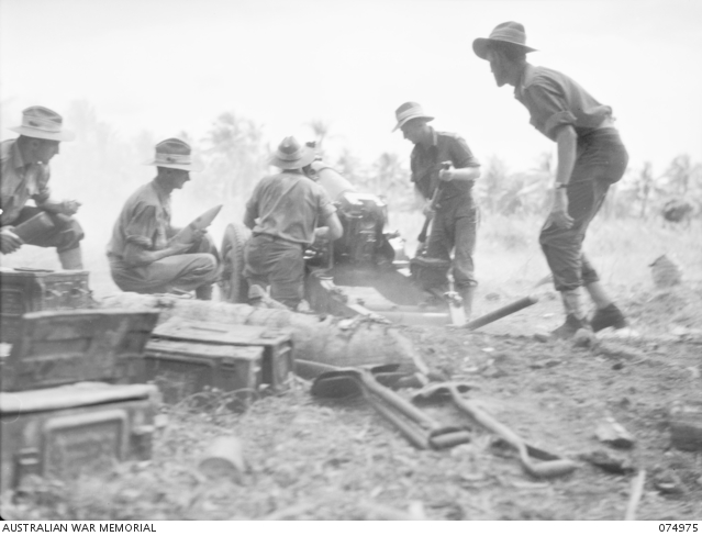 MILILAT, NEW GUINEA. 1944-07-26. TROOPS OF NO. 3 GUN CREW, "F" TROOP ...