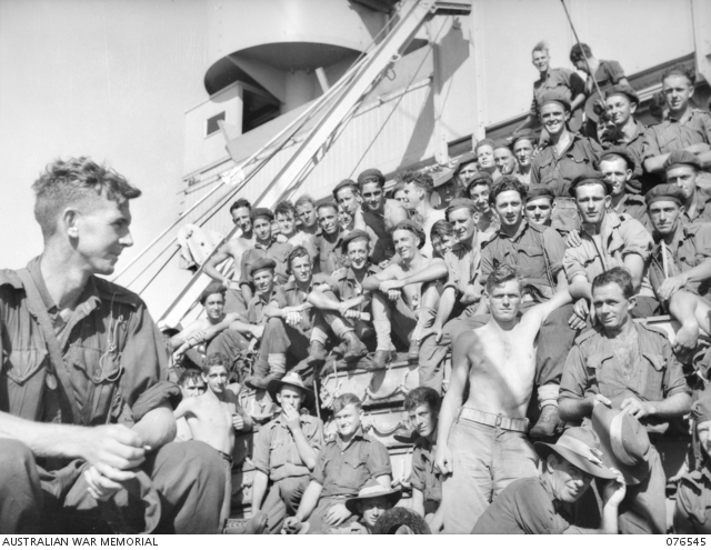 Members of the 36th Australian Infantry Battalion aboard the Dutch ...