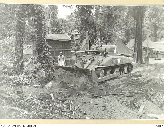 BOUGAINVILLE ISLAND, 1944-11-13. A GENERAL SHERMAN M4A1 MEDIUM TANK OF ...
