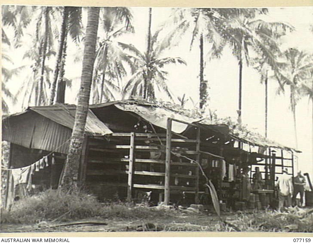 JACQUINOT BAY, NEW BRITAIN. 1944-11-21. THE OLD COPRA DRYING SHED ON ...