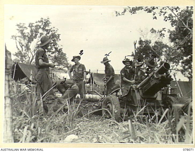 DANMAP RIVER AREA, NEW GUINEA. 1945-01-01. TROOPS OF NO 6 BATTERY, 2 ...