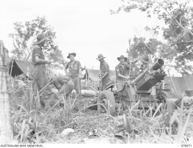 DANMAP RIVER AREA, NEW GUINEA. 1945-01-01. TROOPS OF NO 6 BATTERY, 2 ...