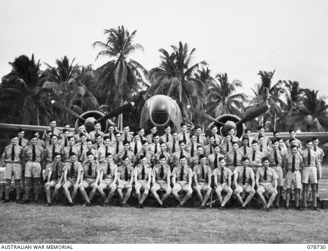 Group portrait of officers and airmen of Headquarters Flight, No 8 ...