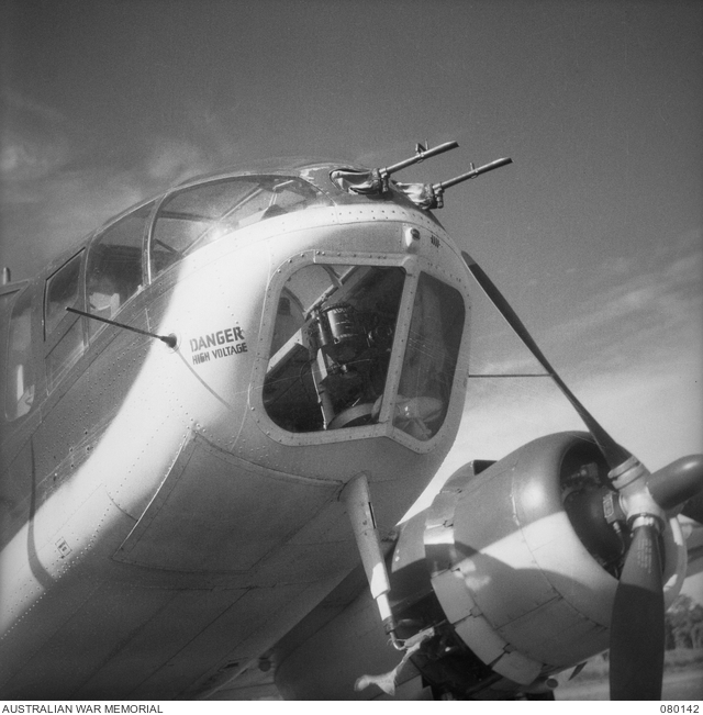 NADZAB, NEW GUINEA. 1944-06-26. THE NOSE TURRET OF A BEAUFORT BOMBER ...