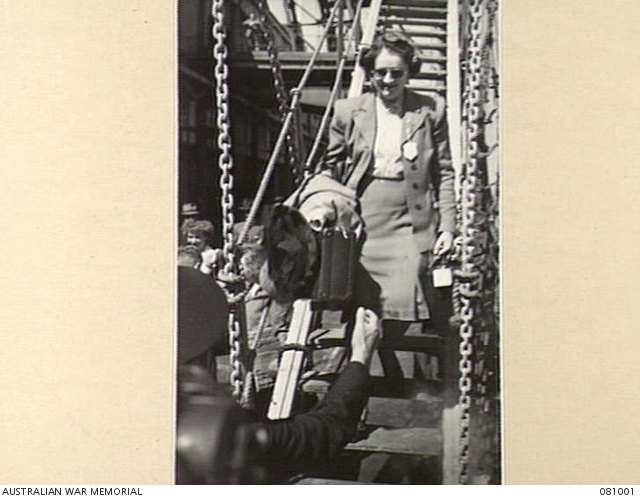 SYDNEY, NSW. 1944-10-02. MRS C. MACDONALD, WIFE OF WX2132 D. MACDONALD ...