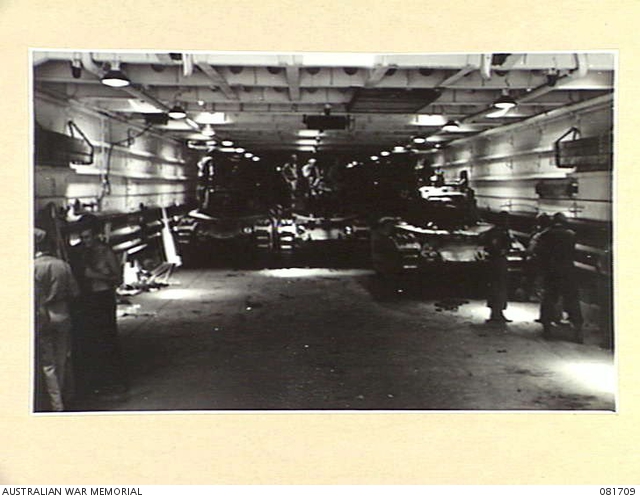 TRINITY BEACH, QLD. 1944-10-18. THE INTERIOR OF LANDING SHIP, TANK (LST ...