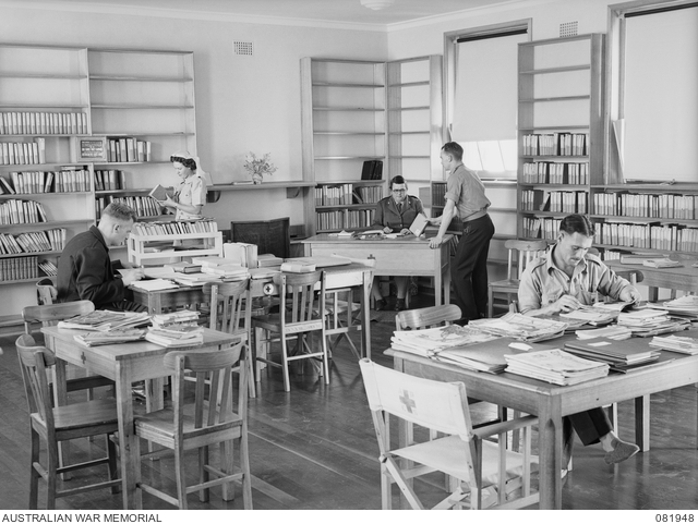 SPRINGBANK, S.A. 1944. THE RED CROSS LIBRARY IN THE ANNEXE ATTACHED TO ...