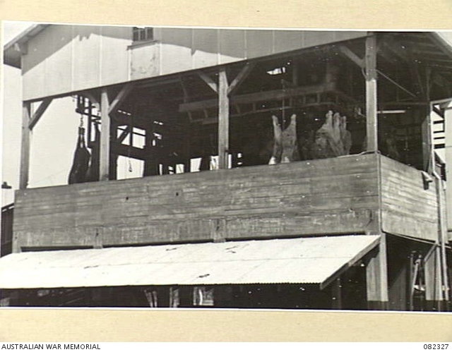 CAPE RIVER, QLD. 1944-10-27. THE EXTERIOR OF THE KILLING FLOOR AT THE ...